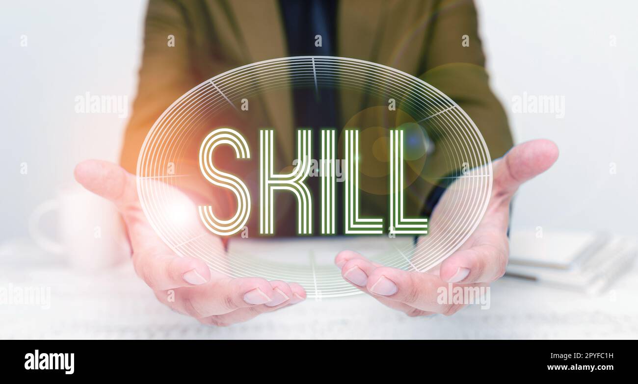 Conceptual caption Skill. Business concept ability to use one's ...