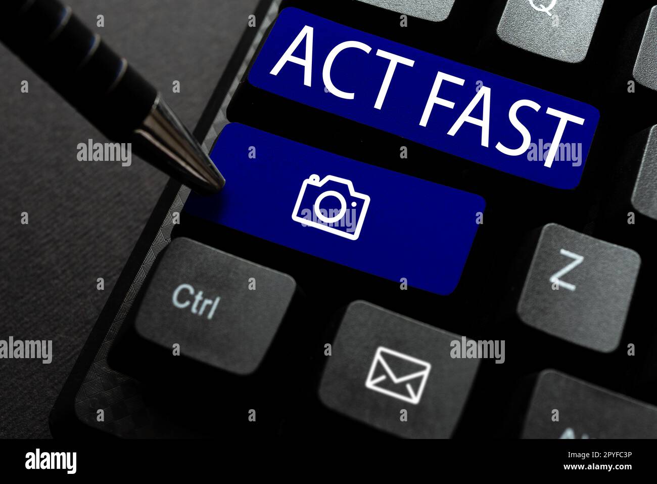 Sign displaying Act Fast. Internet Concept Voluntarily move in the ...