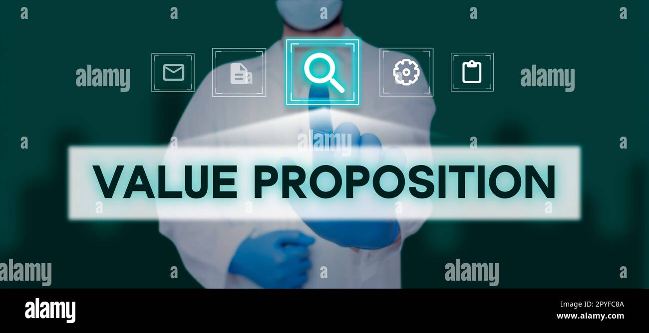 Conceptual caption Value Proposition. Business showcase service make ...
