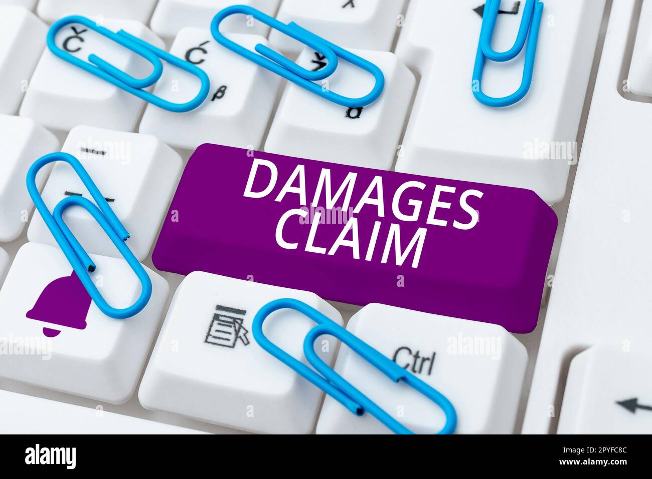 Hand writing sign Damages Claim. Conceptual photo Demand Compensation ...