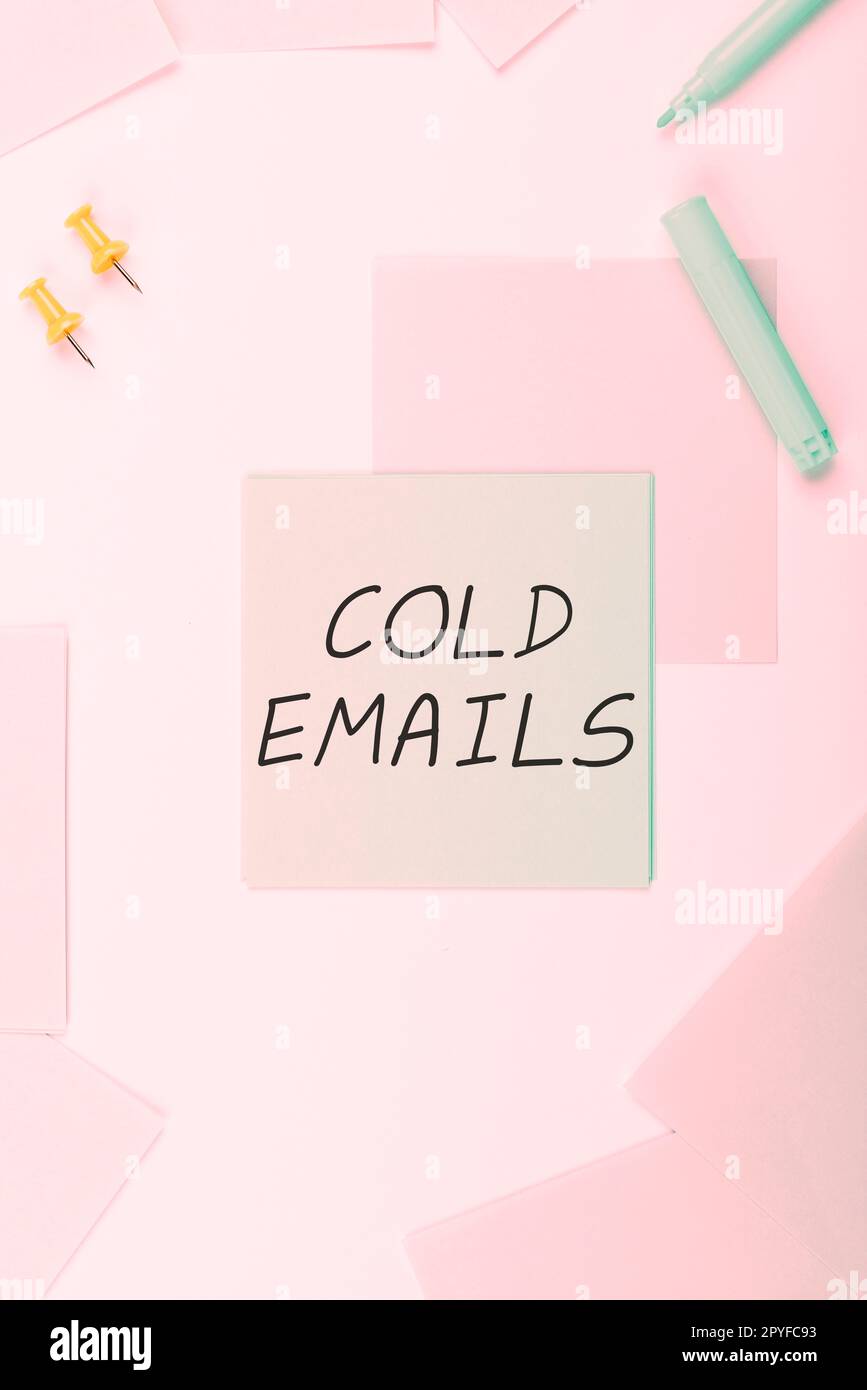 Hand writing sign Cold Emails. Word Written on unsolicited email sent ...