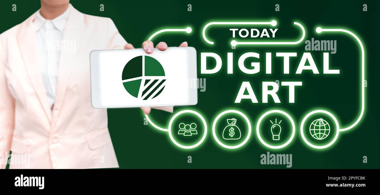 Text caption presenting Digital Art. Business approach use of skill and ...