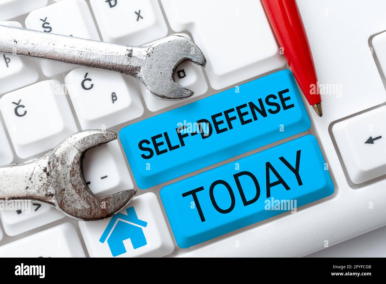 Conceptual caption Self Defense. Business approach the act of defending ...