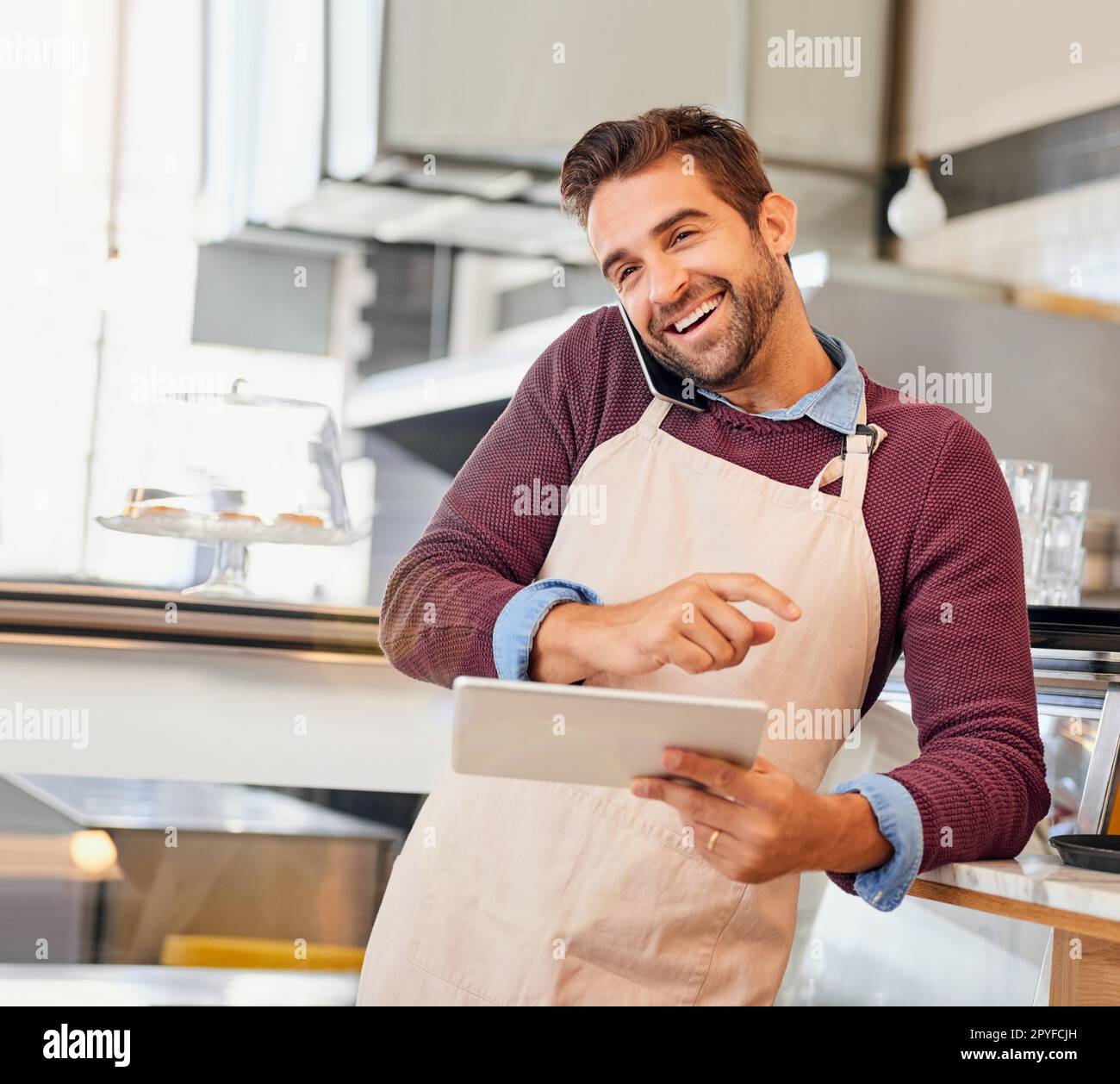 Multitasking employee happy hi-res stock photography and images - Alamy