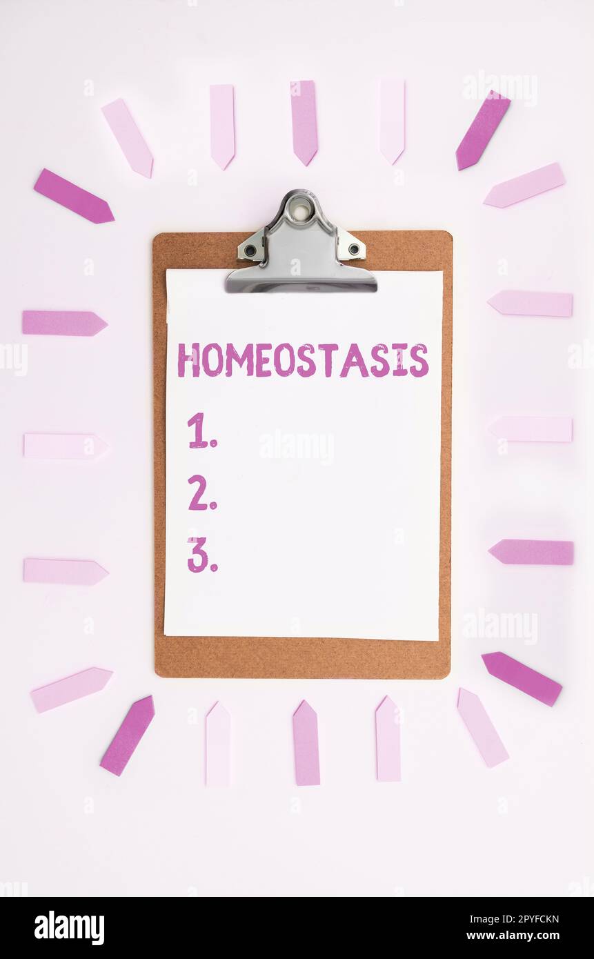 Conceptual caption Homeostasis. Concept meaning the tendency toward a ...
