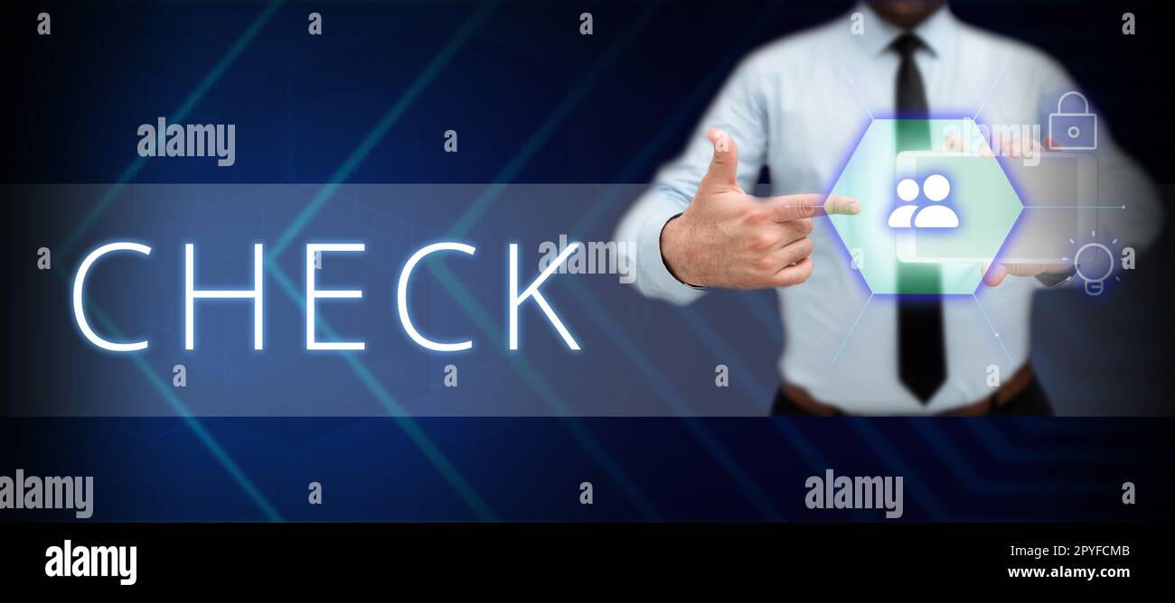 Handwriting text Check. Conceptual photo Mark Click on a box in order ...