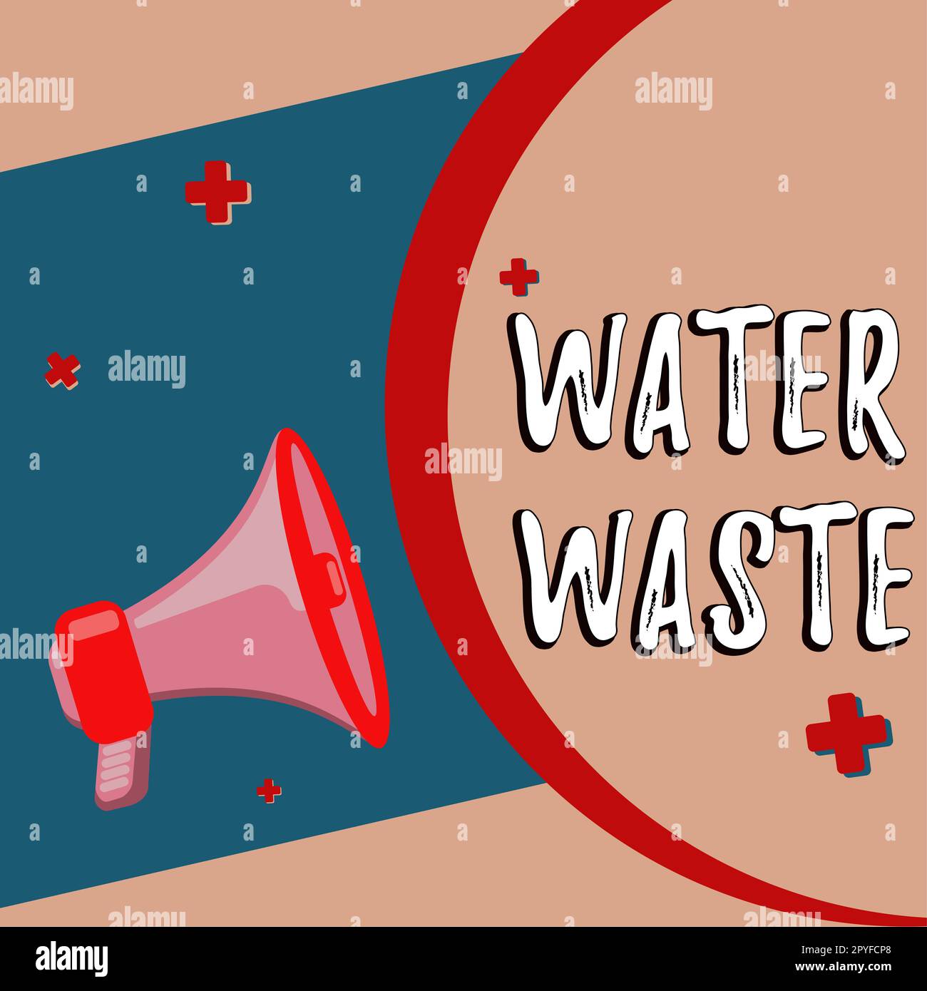 Sign displaying Water Waste. Business overview liquid that has been ...