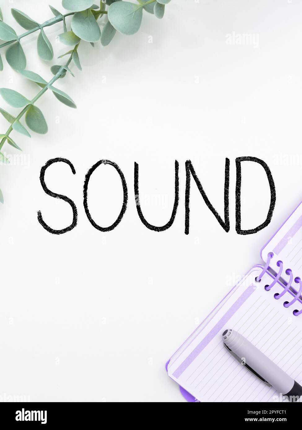 Text sign showing Sound. Word for vibrations that travel through air ...