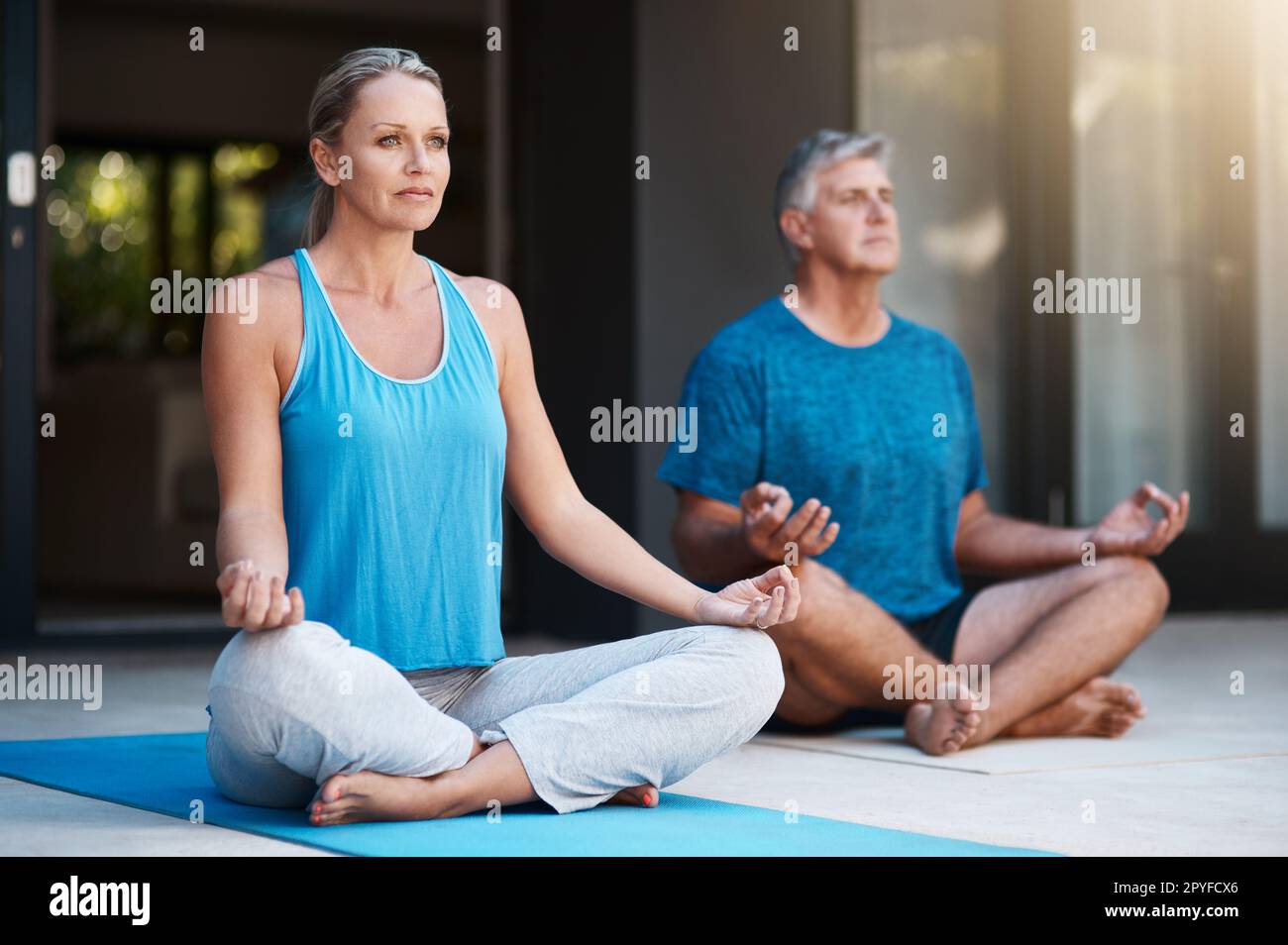 Trying to connect to our inner beings. a mature and happy couple ...