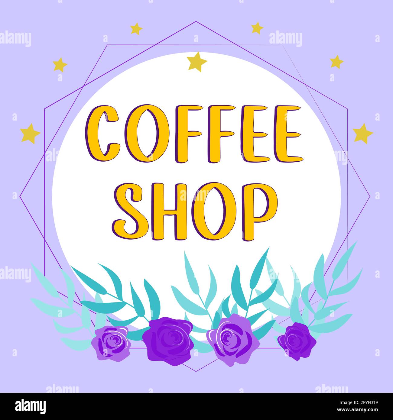 Sign displaying Coffee Shop. Word Written on small informal restaurant ...