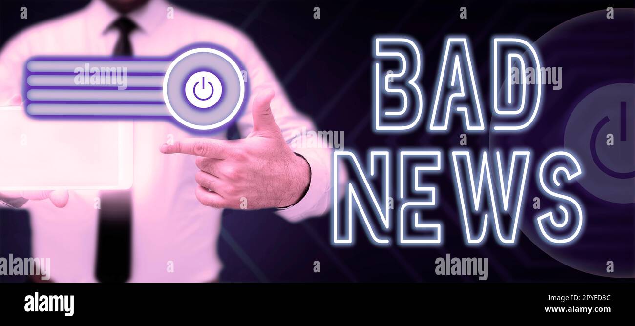 Conceptual caption Bad News. Internet Concept unwelcome thing or person ...