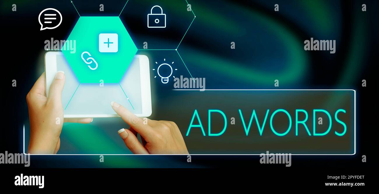 Text showing inspiration Ad Words. Business concept oversee and control ...