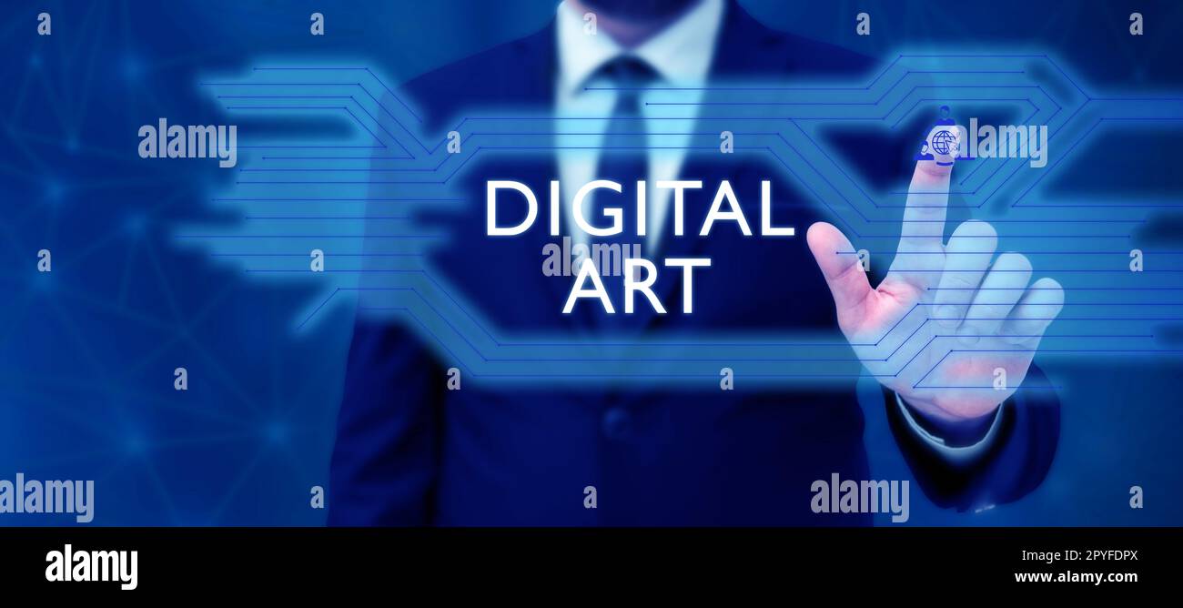 Text caption presenting Digital Art. Business showcase use of skill and ...