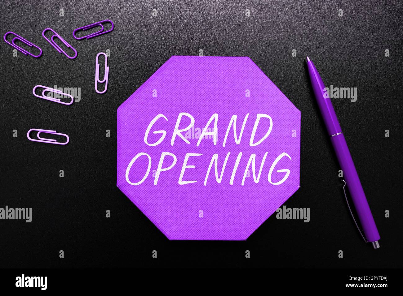 Sign displaying Grand Opening. Word Written on Ribbon Cutting New ...