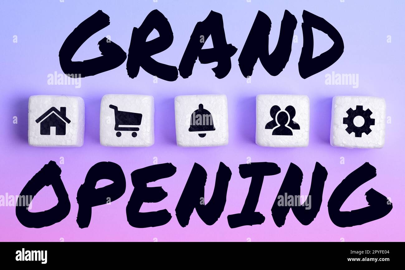 Conceptual display Grand Opening. Business concept Ribbon Cutting New ...