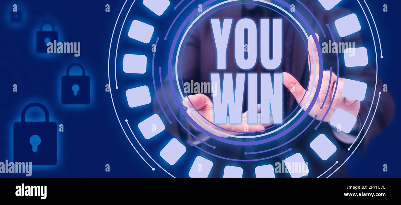 Conceptual display You Win. Business showcase be first in school race ...