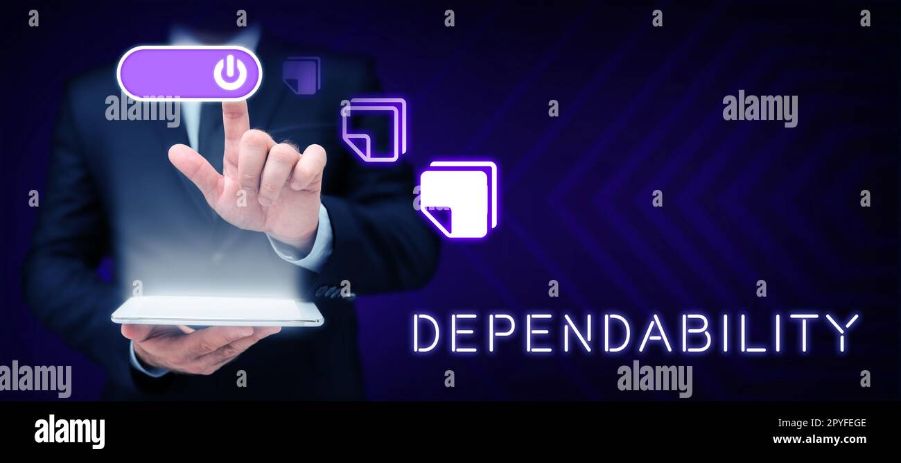 Conceptual caption Dependability. Business showcase capable of being ...