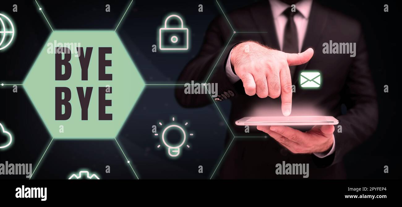 Writing displaying text Bye Bye. Business overview Greeting for leaving ...