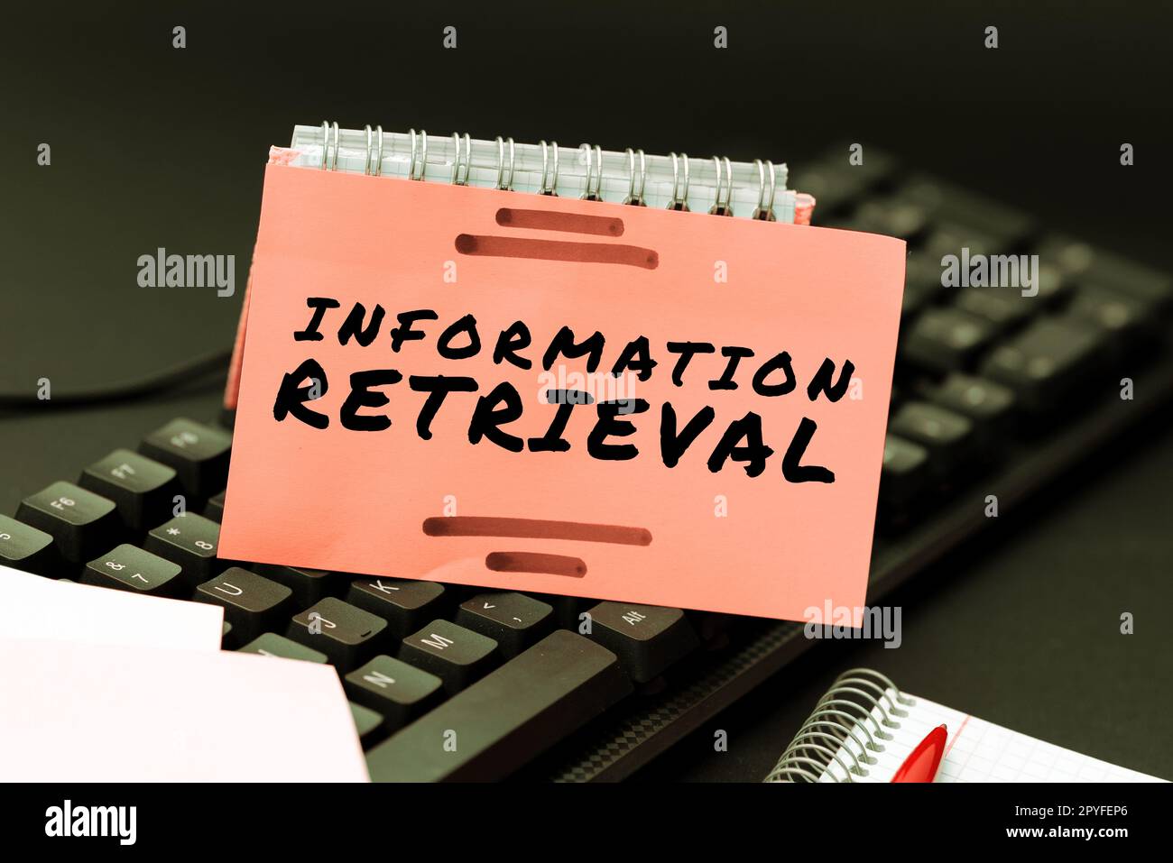 Text caption presenting Information Retrieval. Word Written on A place where data are stored and ...