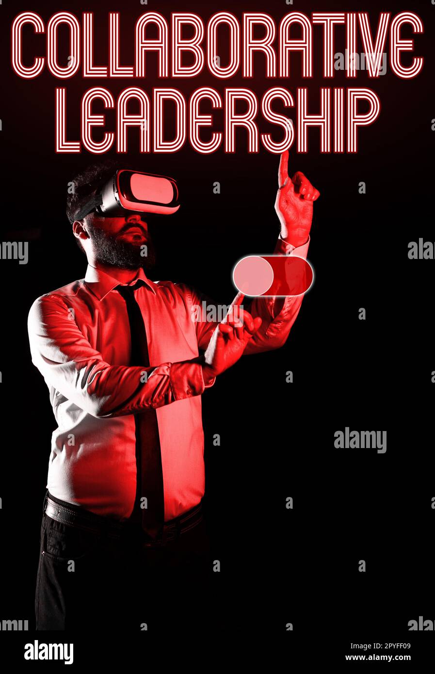 Sign displaying Collaborative Leadership. Business overview people and ...