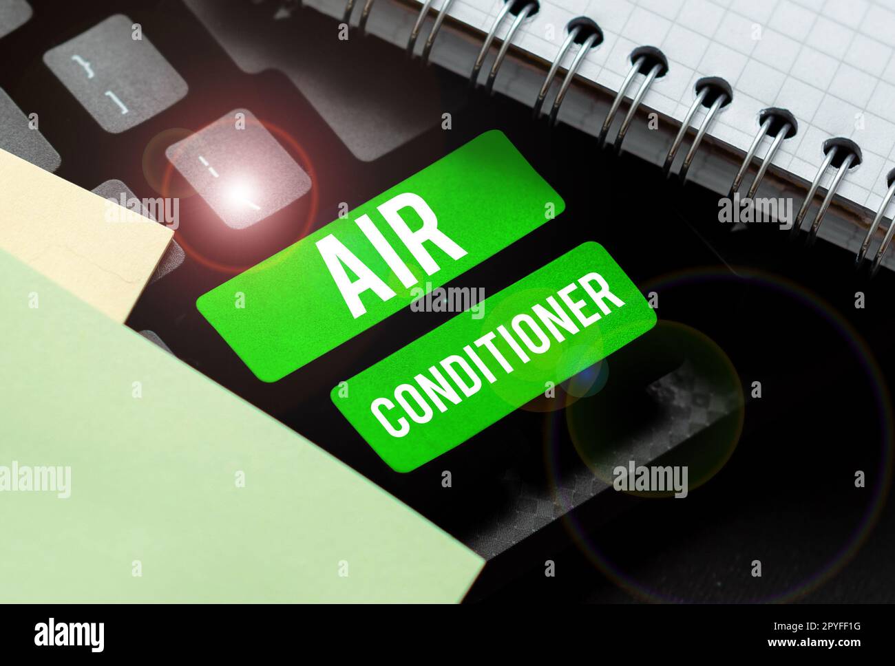 Hand writing sign Air Conditioner. Business idea apparatus for washing ...