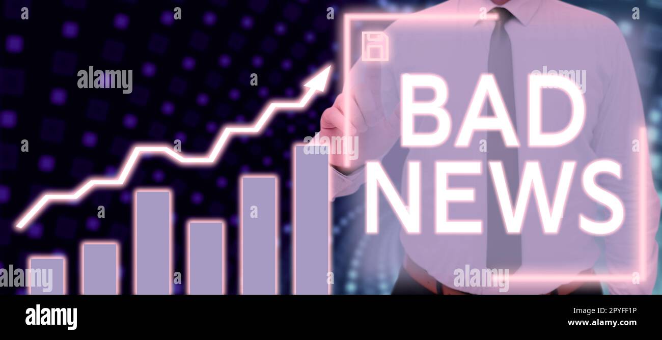 Text caption presenting Bad News. Concept meaning unwelcome thing or ...