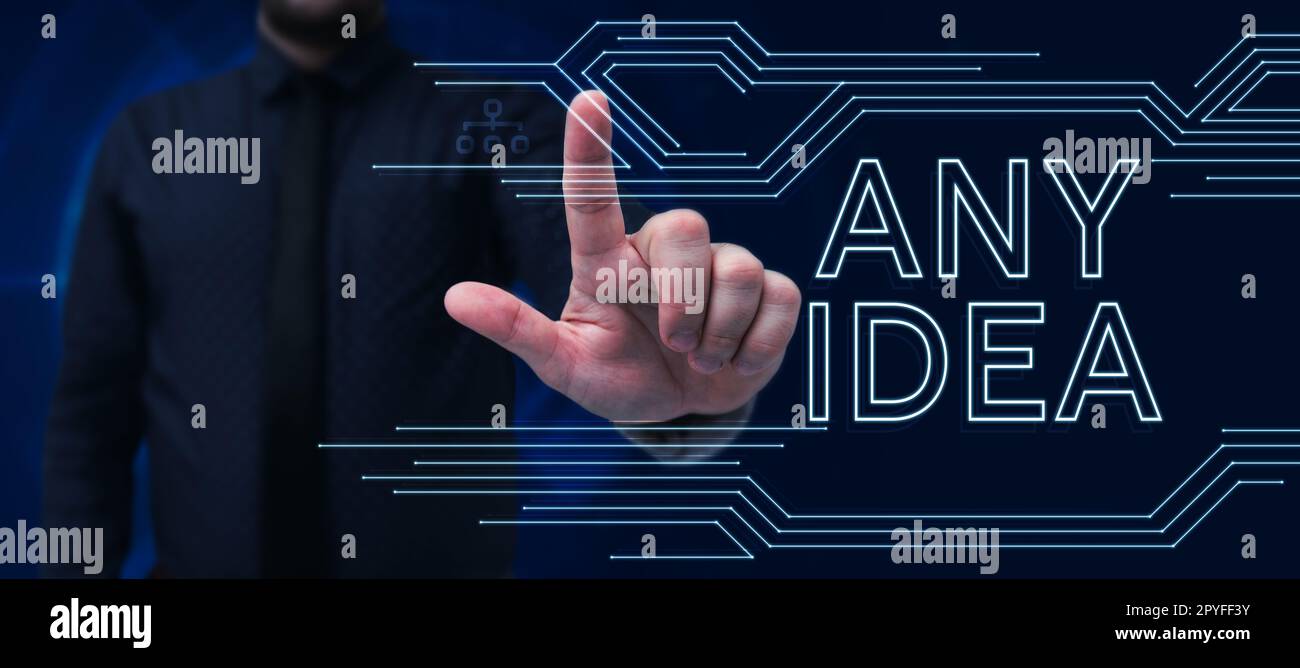 Conceptual caption Any Idea. Business idea Asking people if they have ...