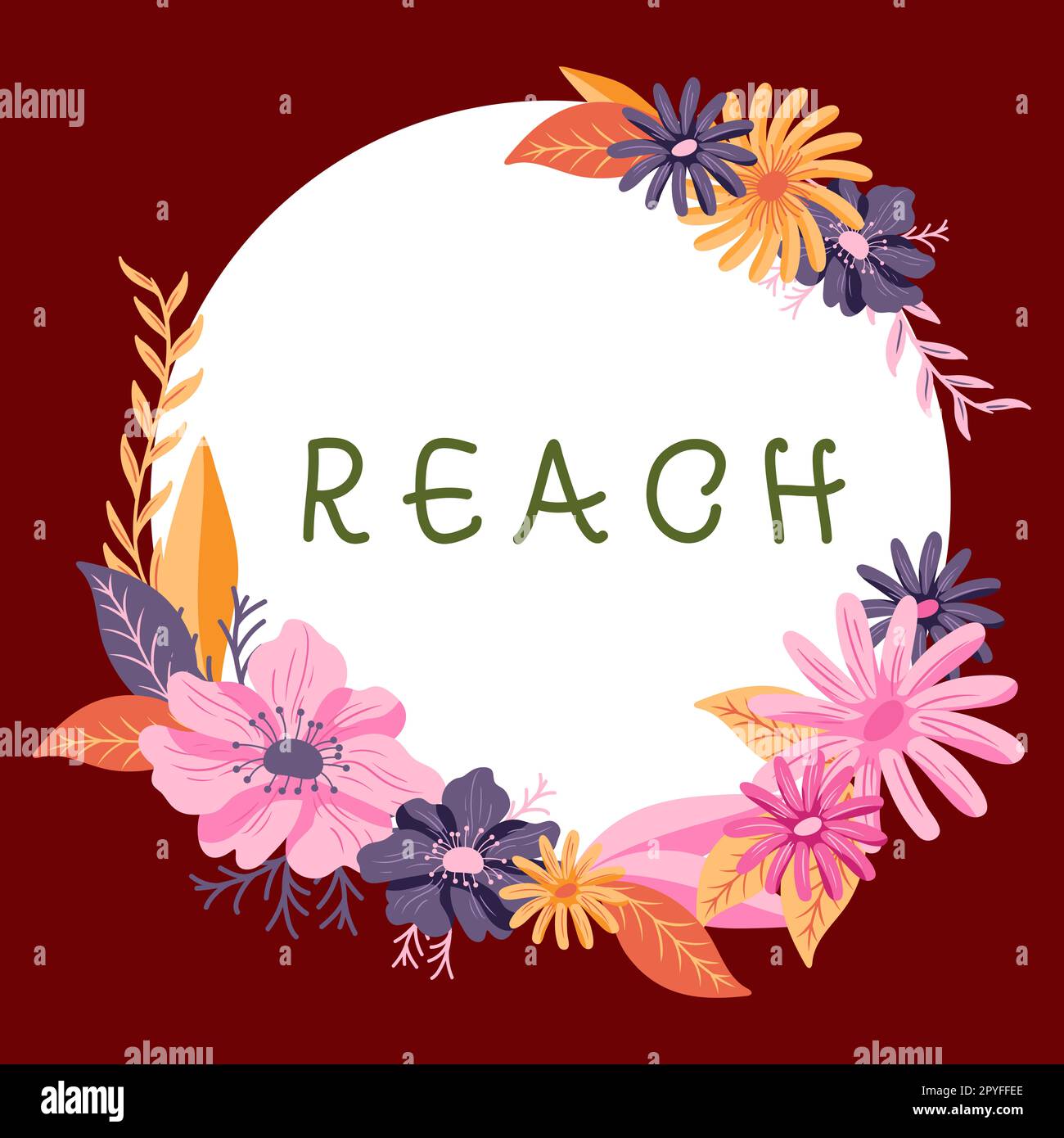 Text caption presenting Reach. Business concept the distance within ...