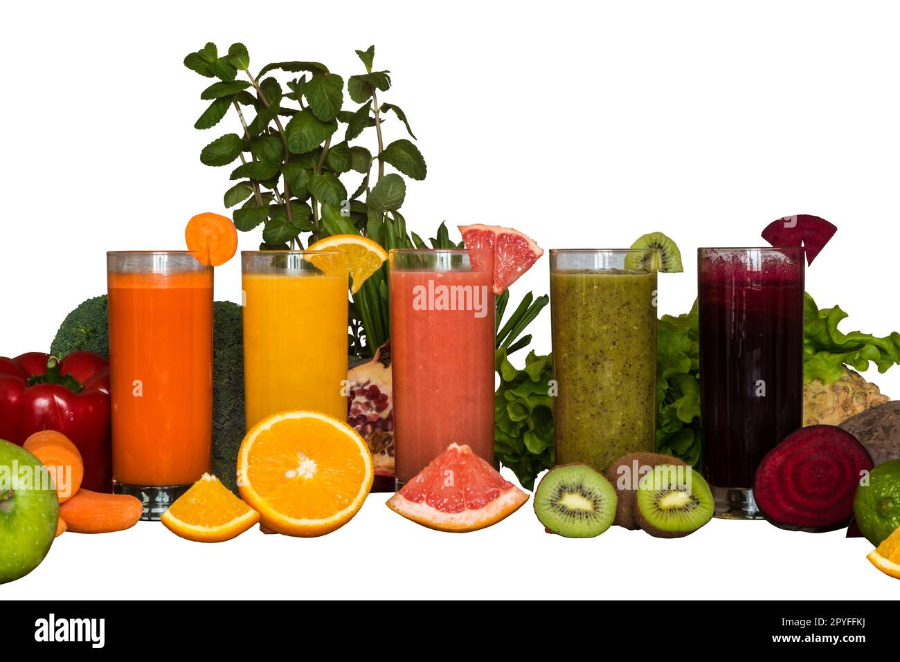 Different colorful fresh juices vegetables and fruits detox diet ...
