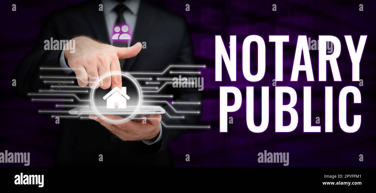 Hand writing sign Notary Public. Word for Legality Documentation ...