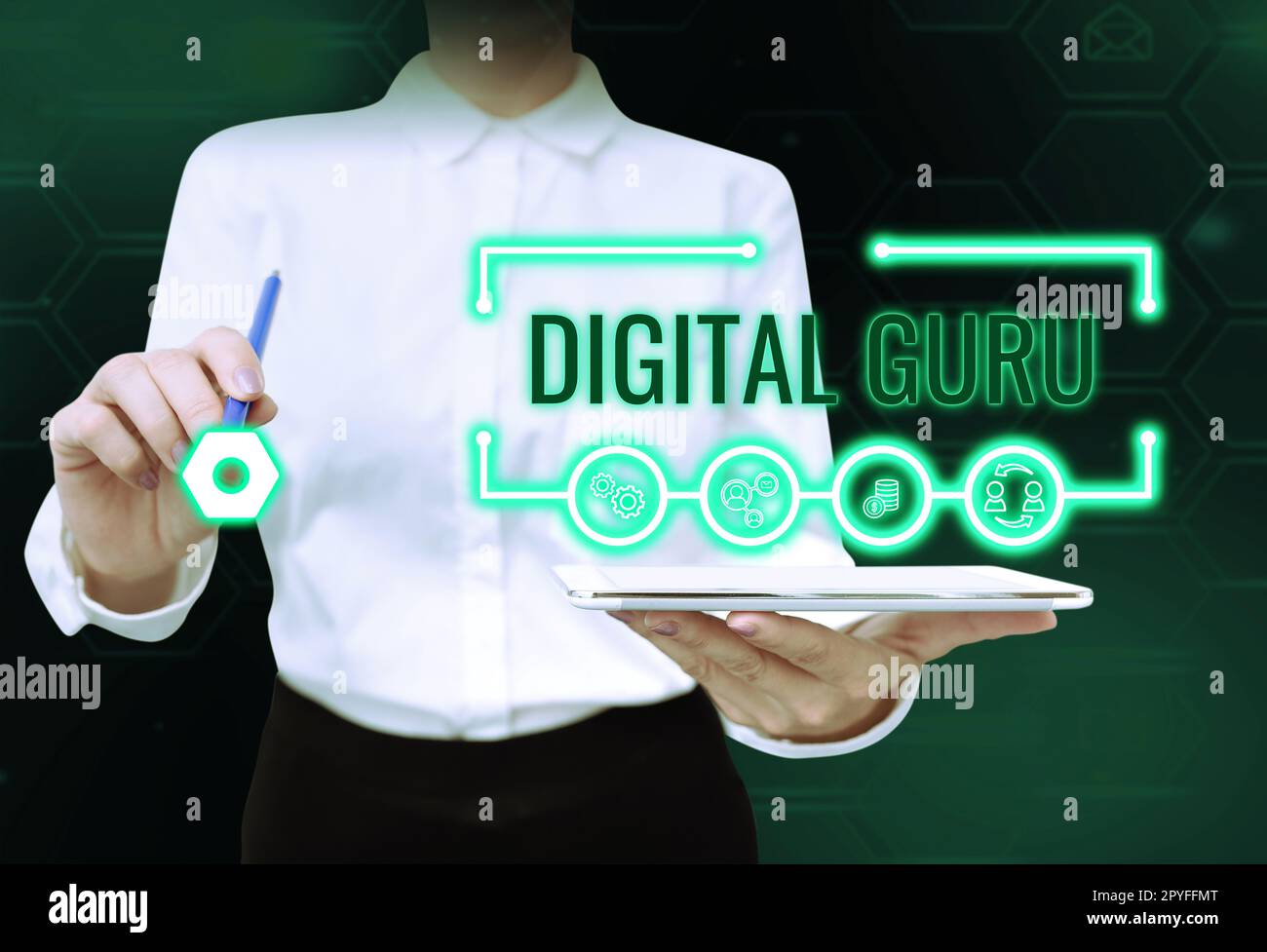 Writing displaying text Digital Guru. Business idea teacher and ...