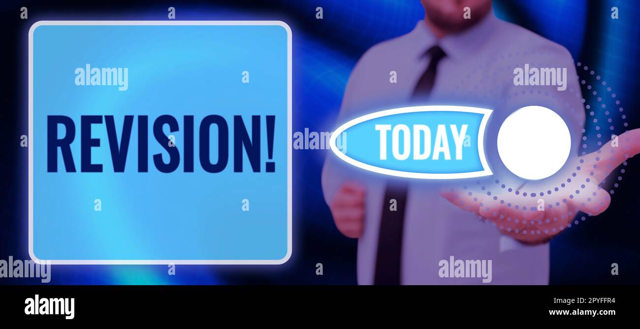 Sign displaying Revision. Word Written on action of revising over ...