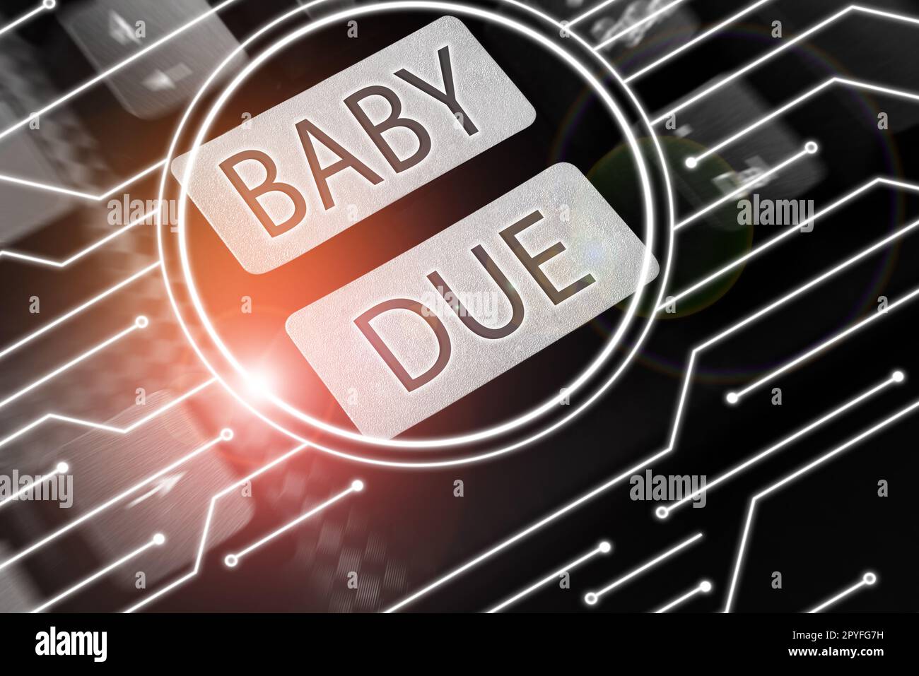 Text caption presenting Baby Due. Concept meaning about to born Under ...