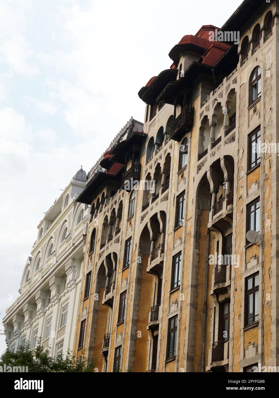 Two large historical buildings on Hristo Botev street in Bucharest, one ...