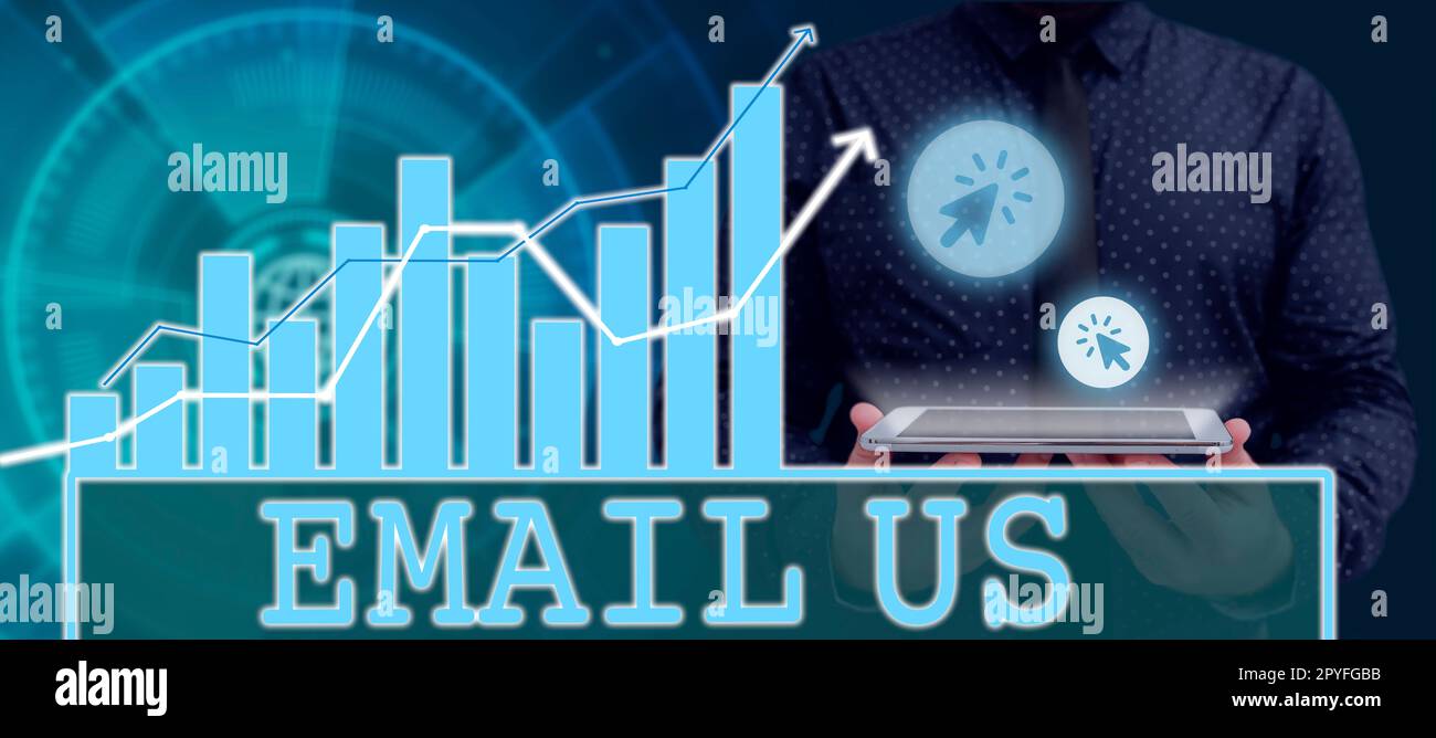 Text sign showing Email Us. Business approach Sending a commercial ...