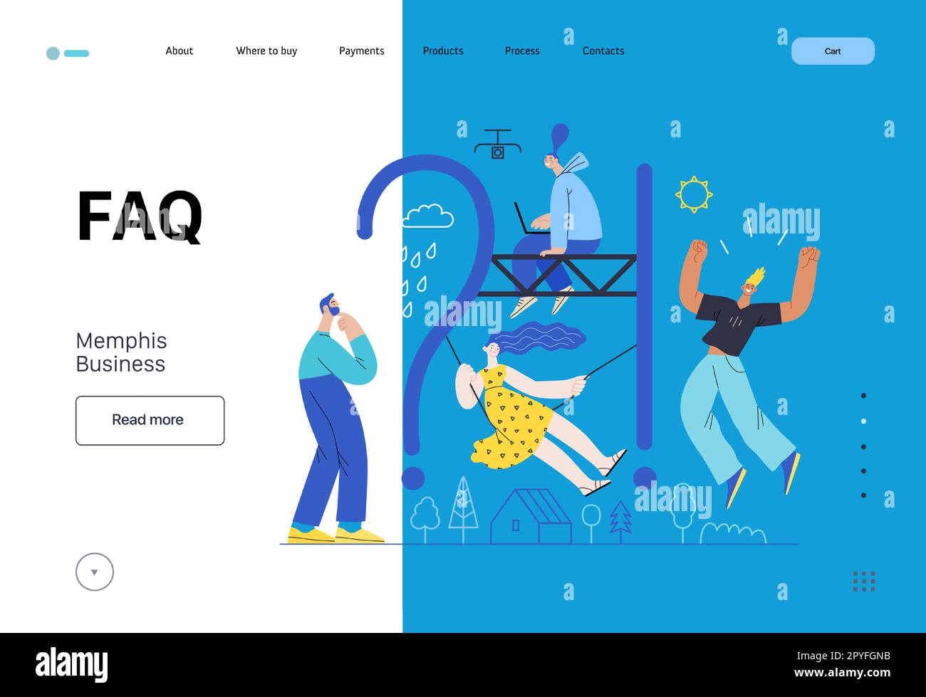 Memphis business illustration. FAQ -modern flat vector concept ... Memphis business illustration. FAQ -modern flat vector concept ...