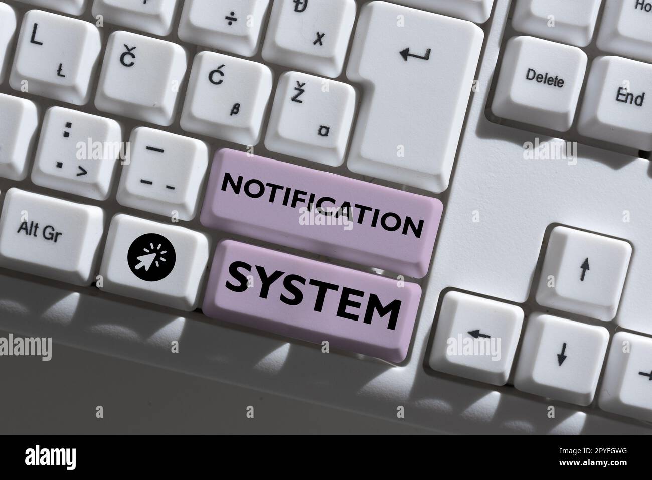 Text caption presenting Notification System. Word for Do not forget to ...