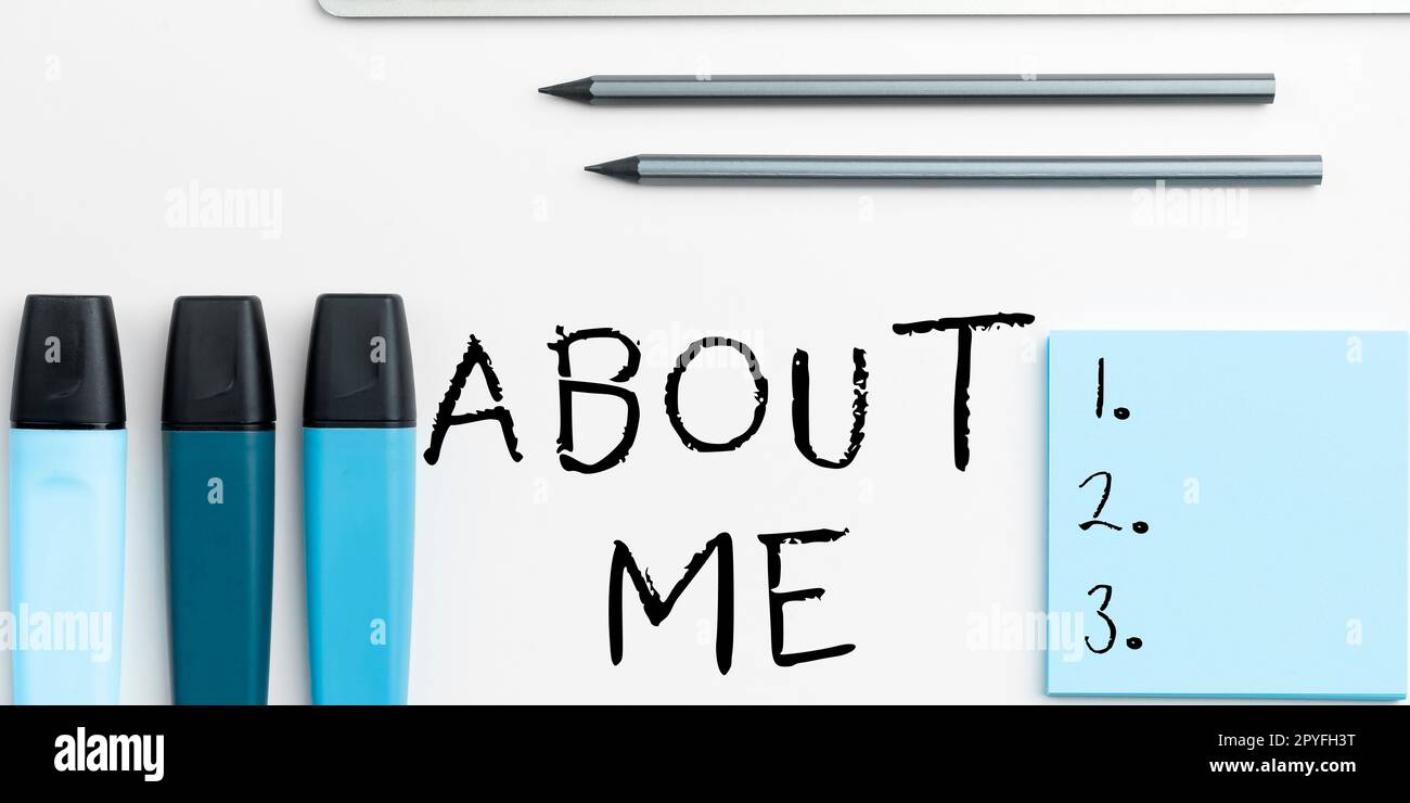 Writing displaying text About Me. Business idea My Personal ...