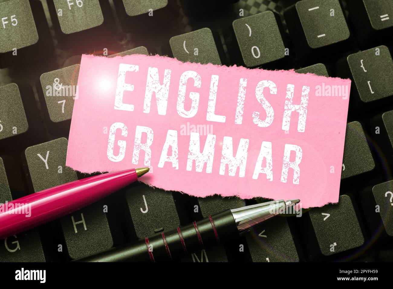 Text caption presenting English Grammar. Word for courses cover all ...