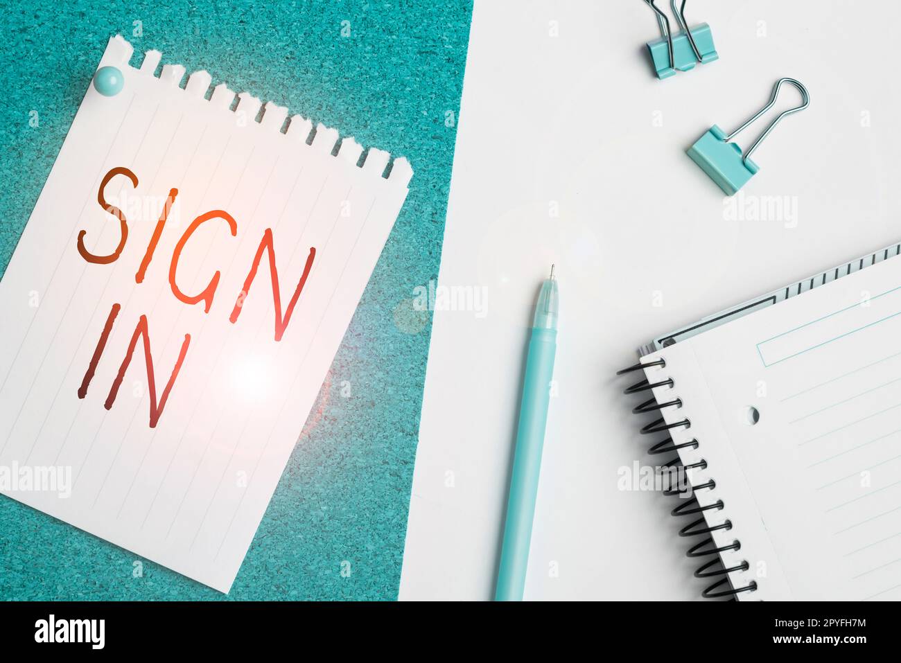 Conceptual caption Sign In. Business overview to write your name on a ...