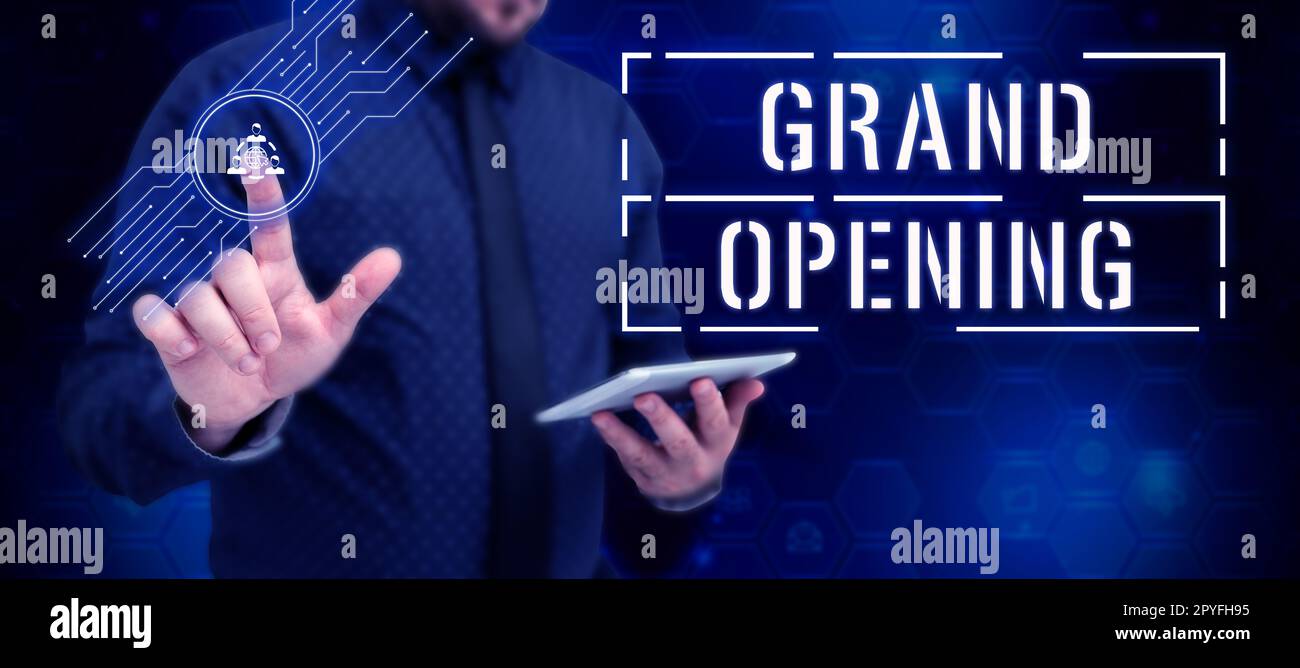 Text showing inspiration Grand Opening. Concept meaning Ribbon Cutting ...