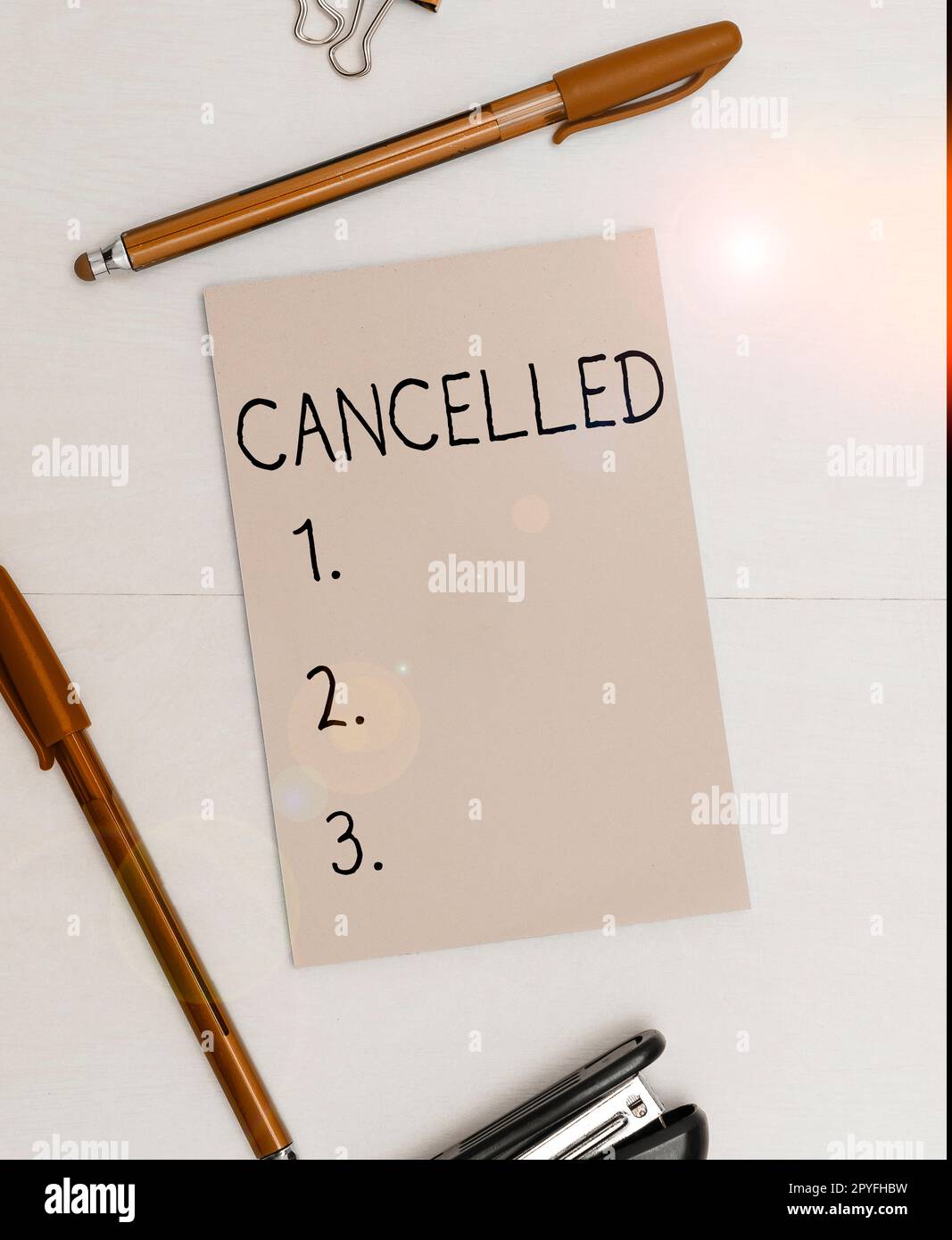 Hand writing sign Cancelled. Business showcase decide or announce that ...