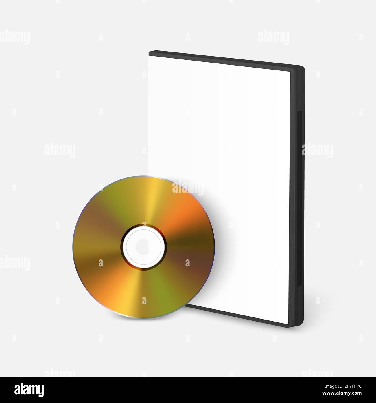 Vector Realistic Yellow CD, DVD with Plastic Rectangular Cover, Envelope, Case Set Isolated on ...