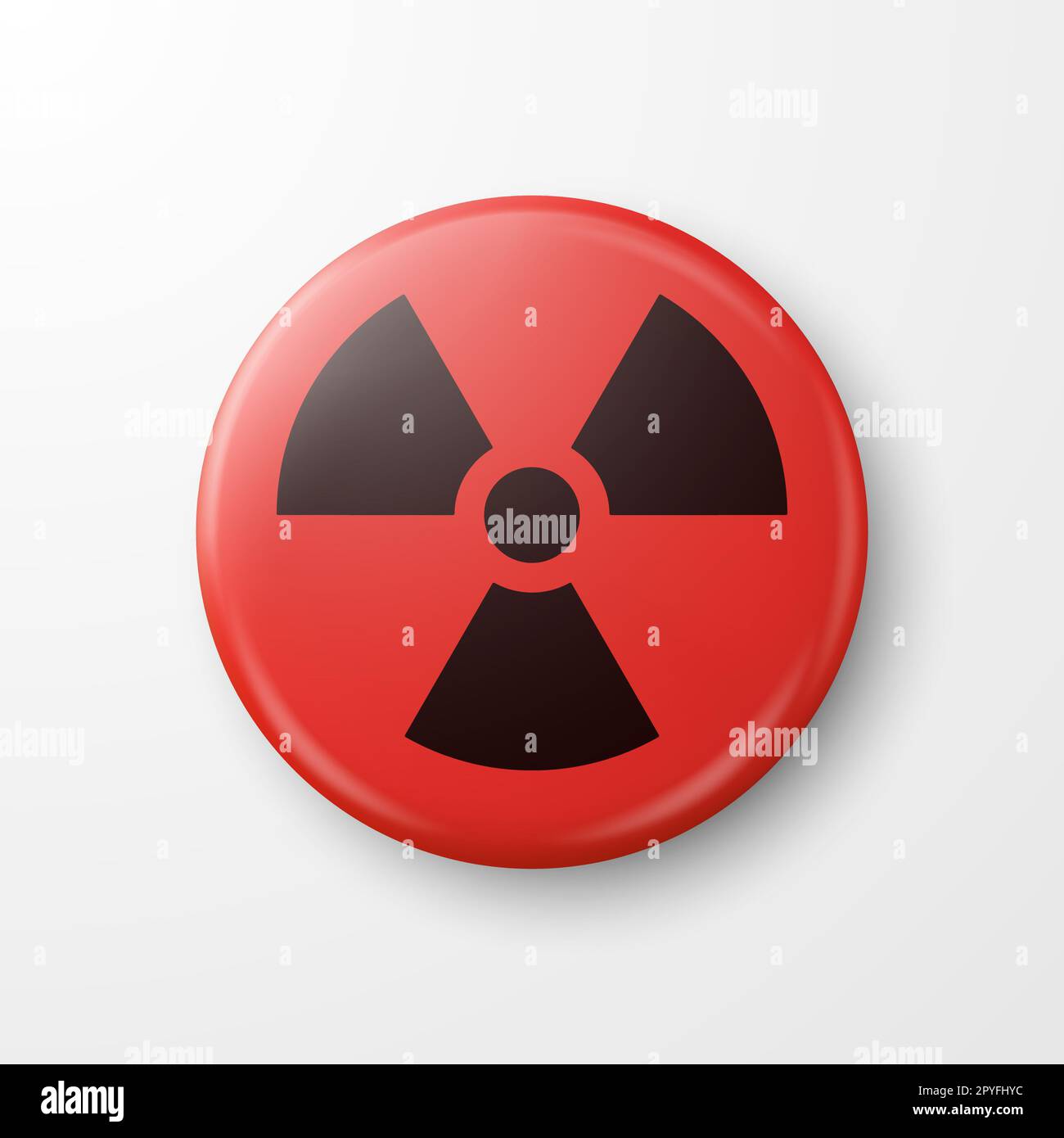 Vector 3d Realistic Round Red and Black Warning, Danger Nuclear Symbol ...