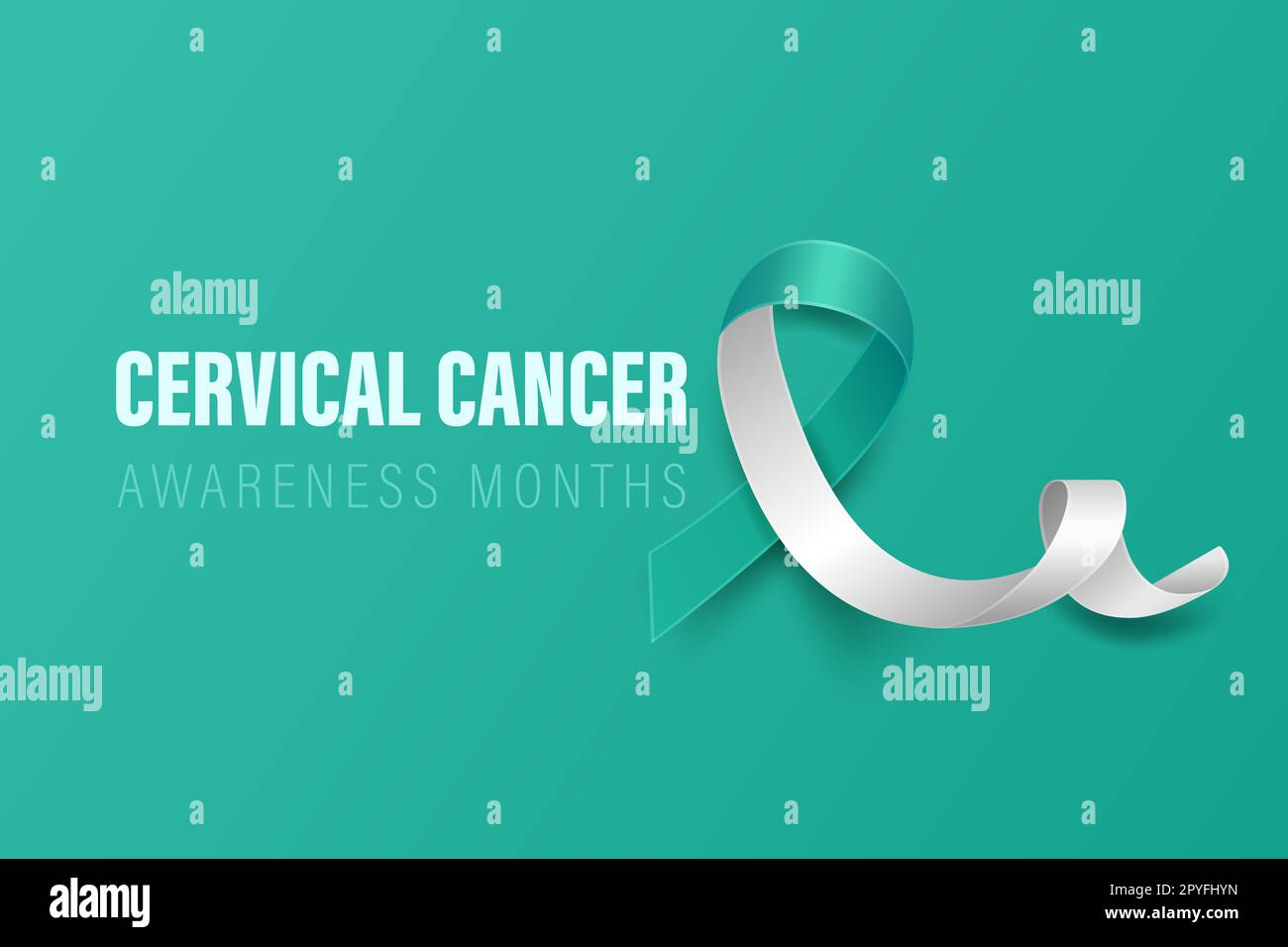 Cervical Cancer Banner, Card, Placard with Vector 3d Realistic Teal and ...