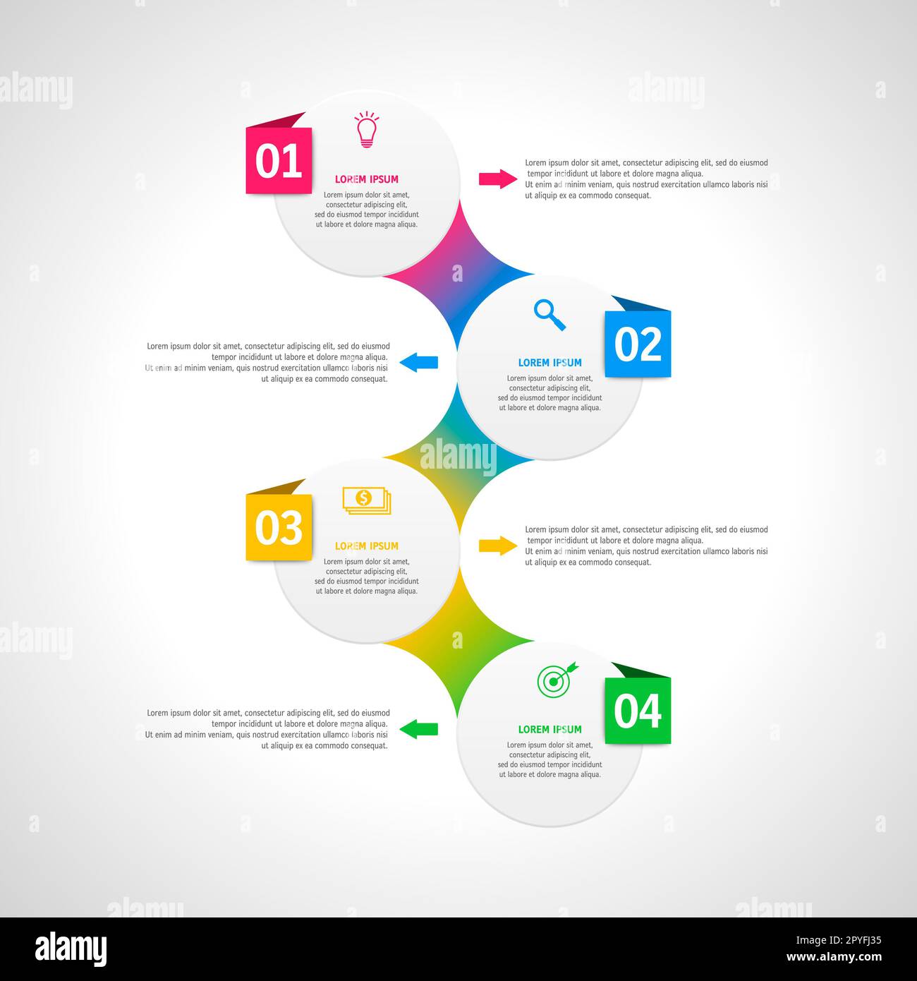 Infographics template with four options in material design style. It ...