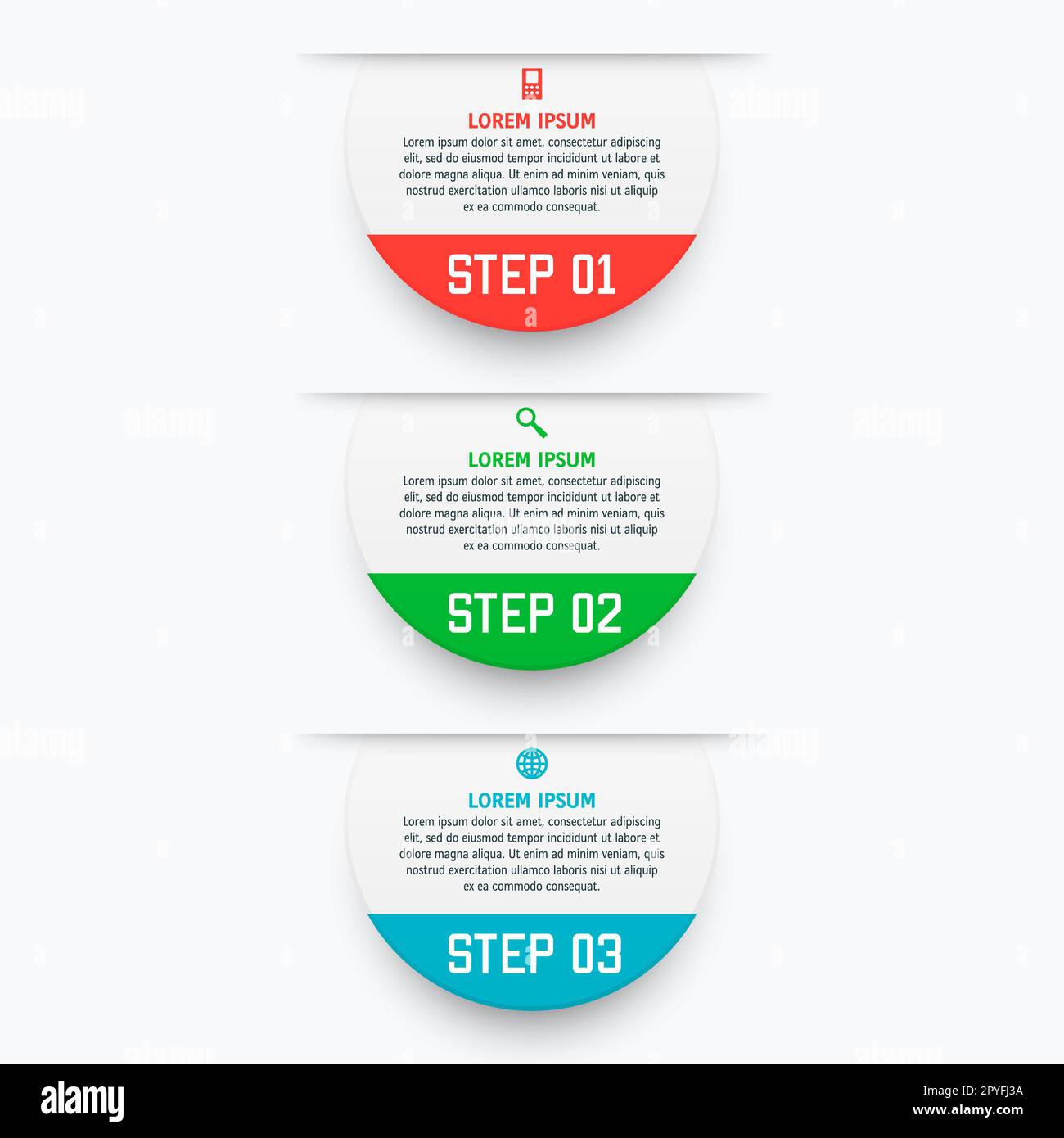 Infographics template with three options in material design style. It ...