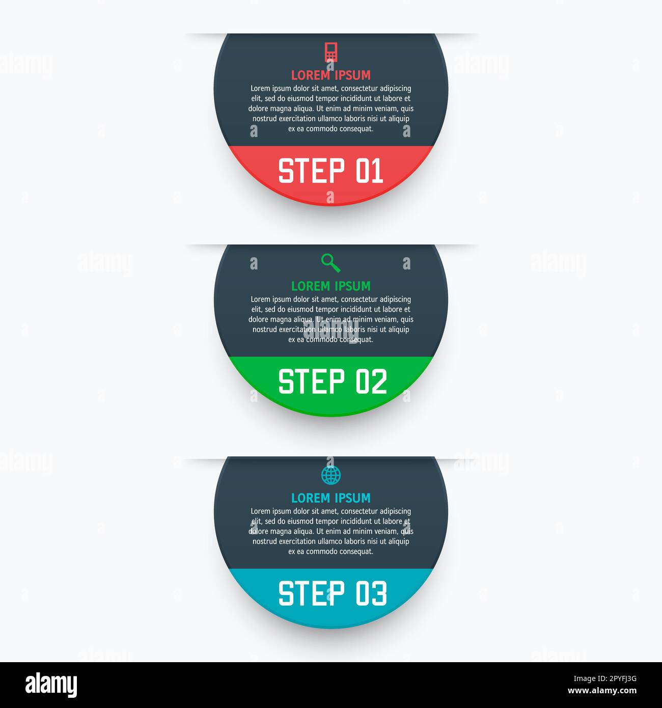 Infographics template with three options in material design style. It ...