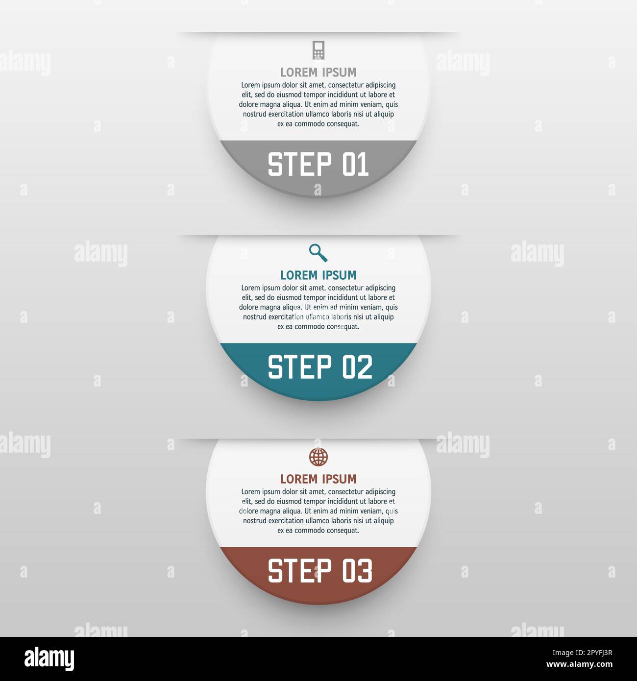 Infographics template with three options in material design style. It ...