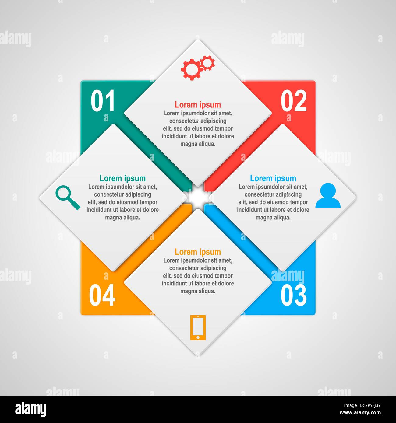 Infographics template with four options in material design style. It ...